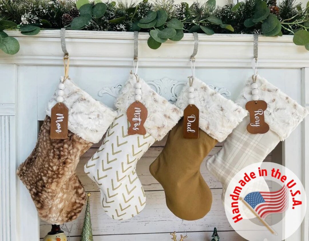 Neutral Stockings. Personalized Christmas Stocking. Ivory Christmas ...