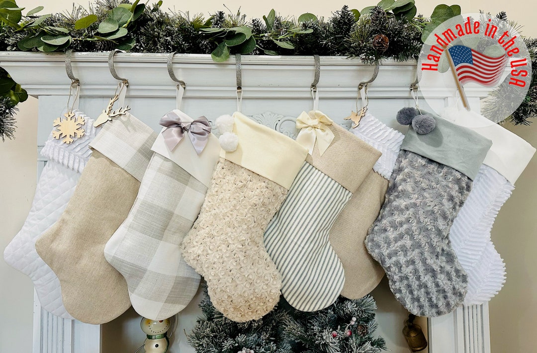 Handmade Christmas Stocking: Personalized Neutral, White, Fur, Grey ...