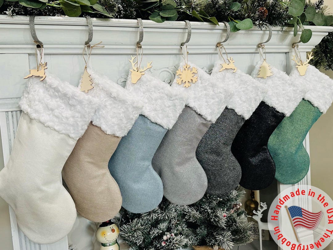 Linen Stockings. Ivory Christmas Stocking. Personalized Christmas ...