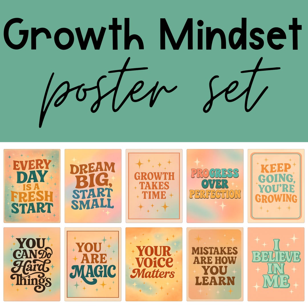 Groovy Growth Mindset Poster Set | Retro Classroom Decor (digital ...