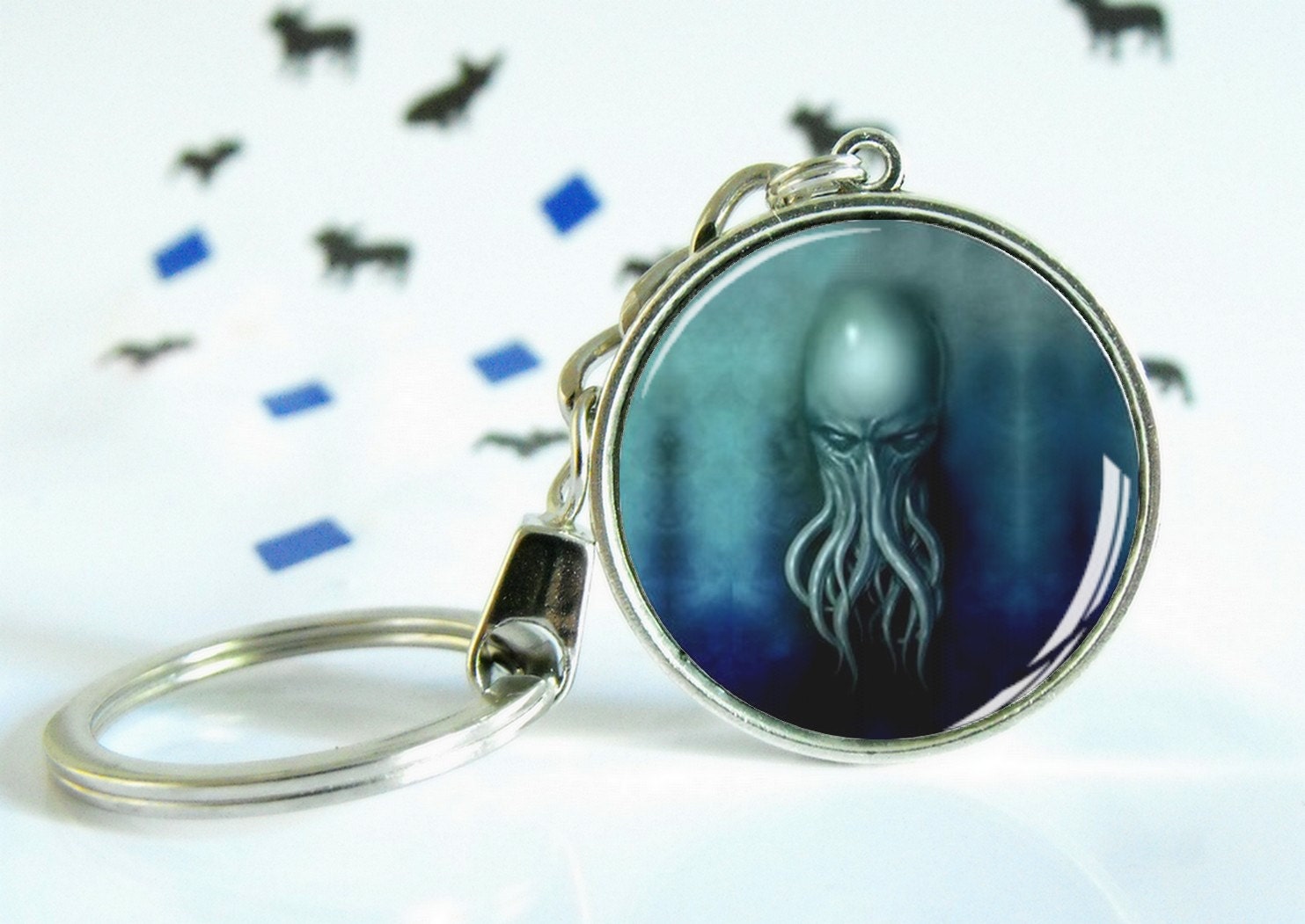 Cthulhu Keychain HP. Lovecraft Glass Dome Cabochon - Etsy