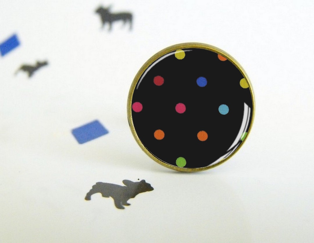 Dots - Adjustable Ring - Glass Cabochon - Dots Pattern - Colorful ...