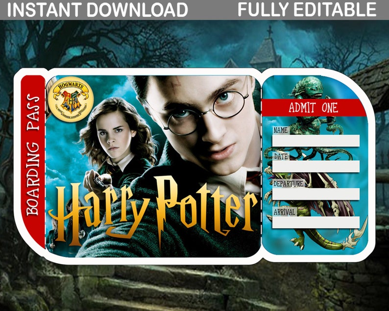 Harry Potter Surprise Trip Ticket Editable File Boarding Pass | Etsy
