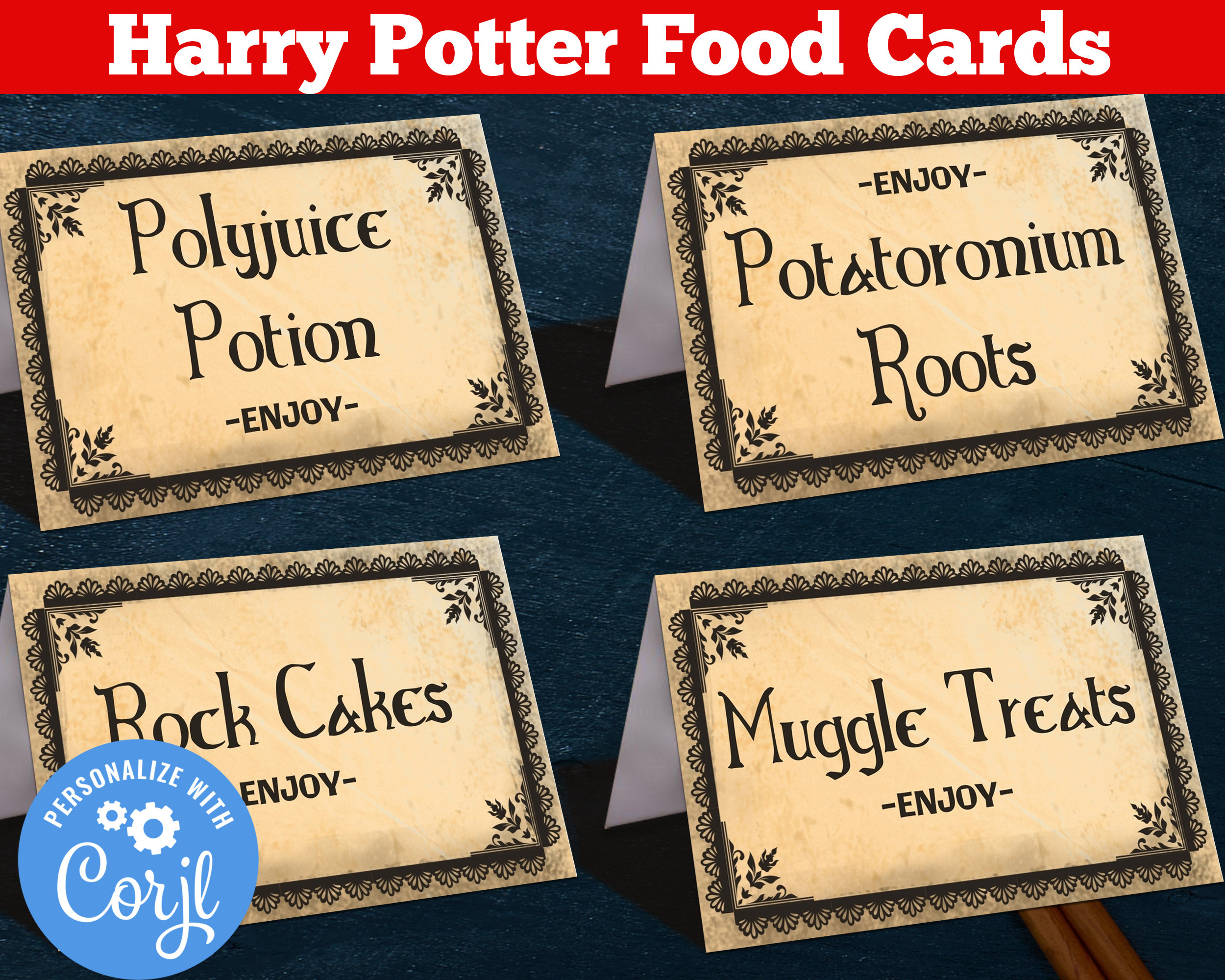 Harry Potter Labels Harry Potter Food Cards Harry Potter | Etsy