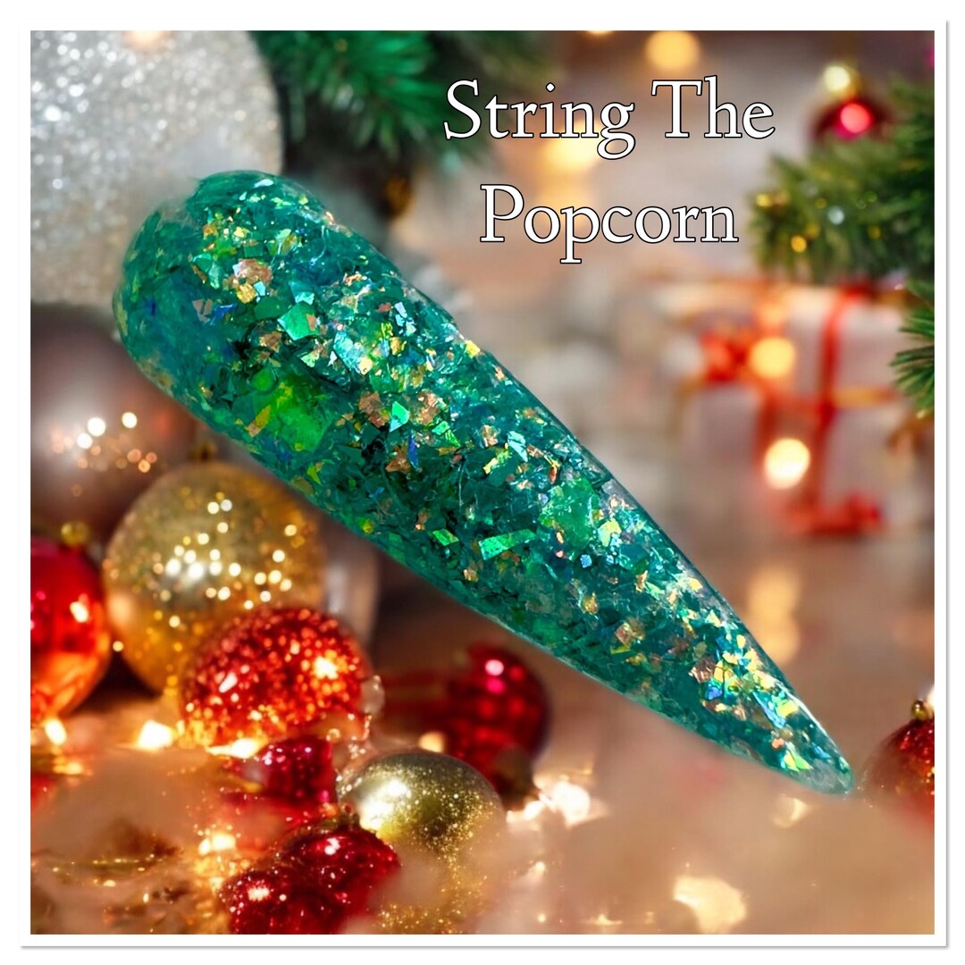 String the Popcorn. Green Flake Nail Dip. Green Holiday Nail Dip ...
