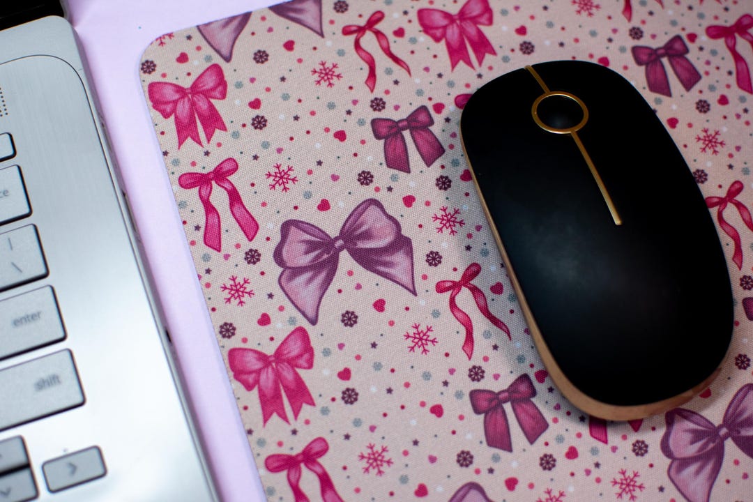 Pink Winter Holiday Bows Mouse Pad | 8x9 Workspace - Etsy