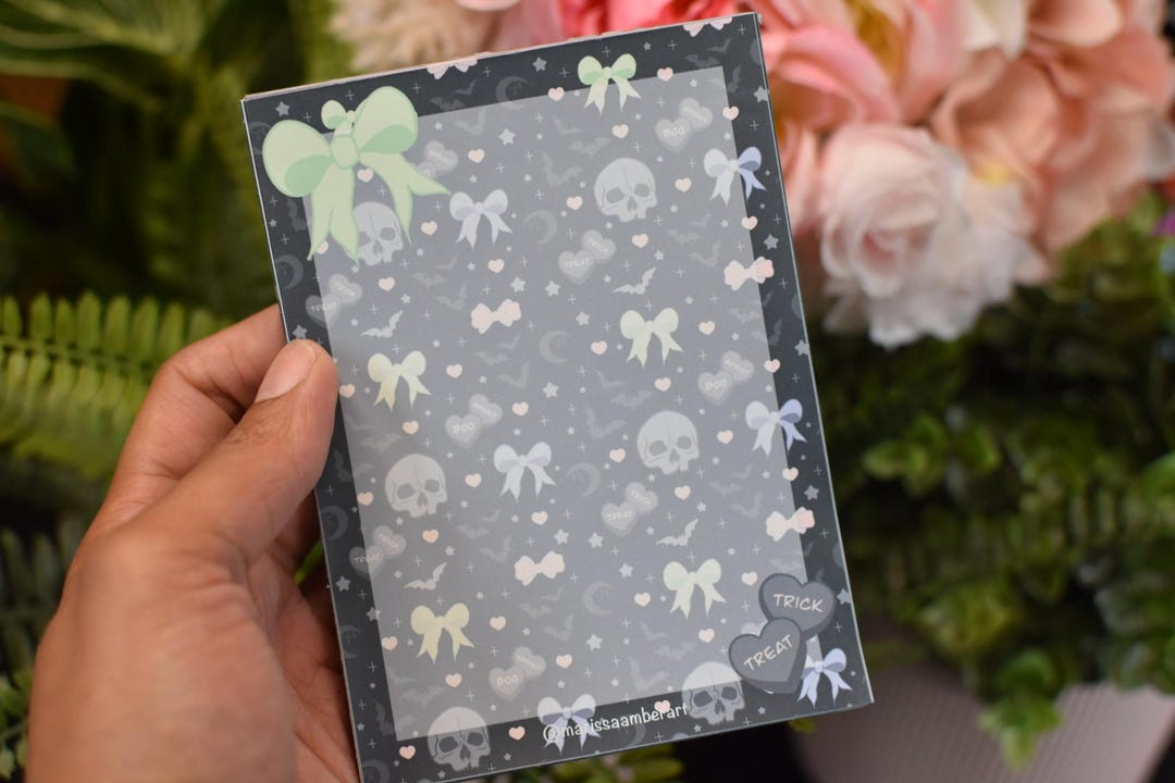 Handmade Pastel Goth Blank Notepad | 4.25in X5.5in | 50 Sheets Tear ...