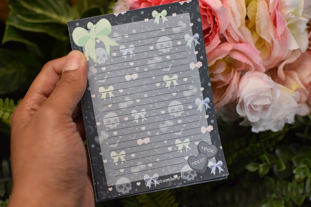Handmade Pastel Goth Lined Notepad | 4.25in X5.5in | 50 Sheets Tear ...