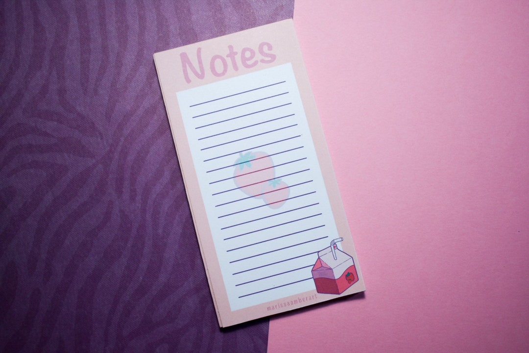 Kawaii Strawberry Milk Notepad - Etsy