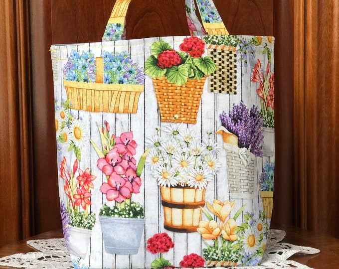 Fabric Cloth Gift Bag, Small Tote, Loot Bag - Handmade, Floral ...