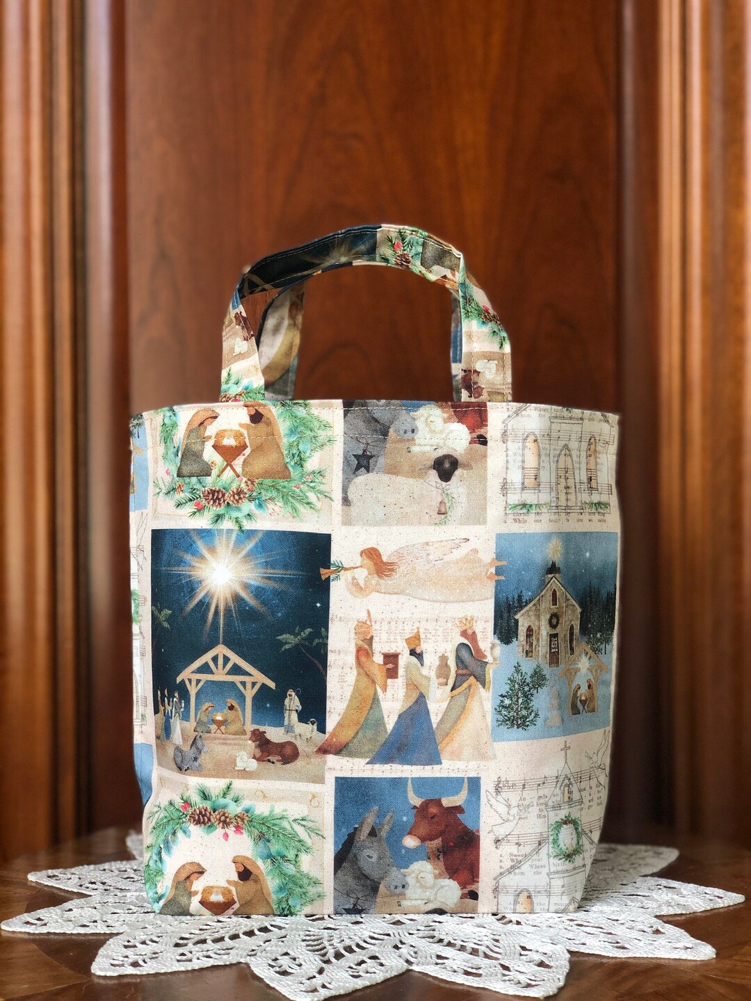 Nativity Scene, Religious, Christian Fabric Gift Bag or Tote Bag ...