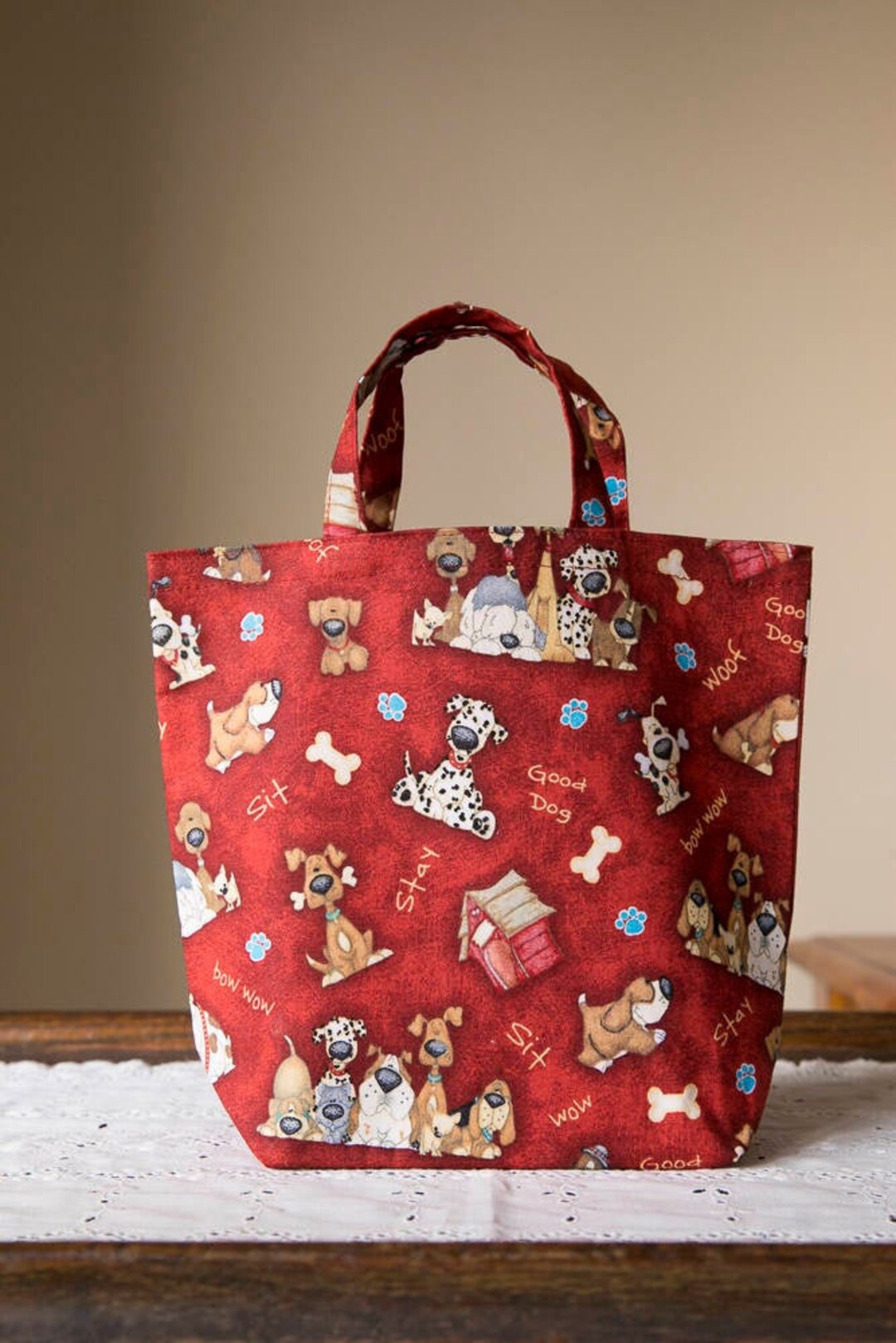 Dog Gift Bag With Handles, Totebag, Loot Bag, Reusable, Fabric and ...