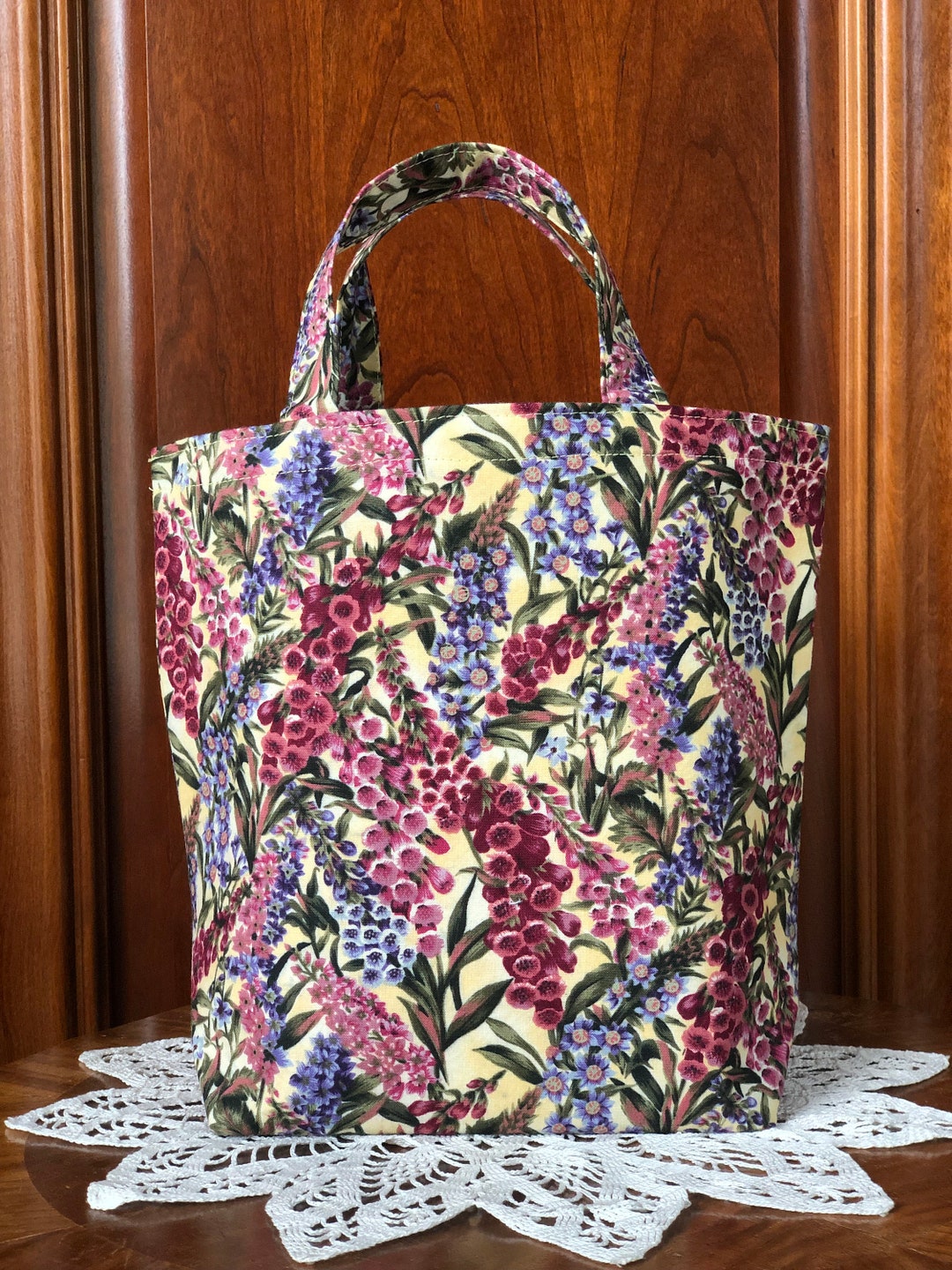 Gift Bag With Handles, Small Tote or Loot Bag: Handmade, Floral ...