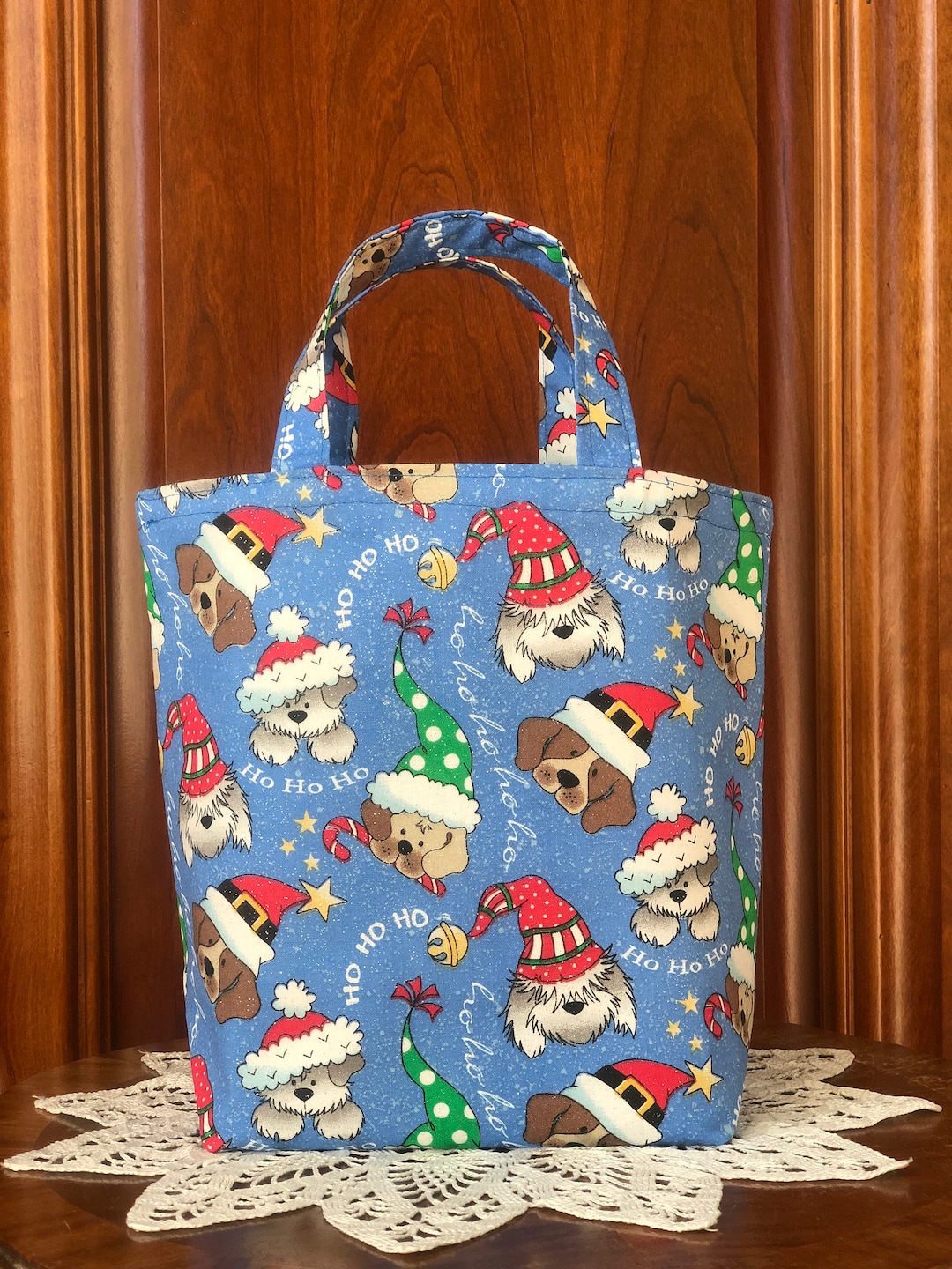 Christmas Dog Gift Bag With Handles, Totebag, Loot Bag, Reusable ...