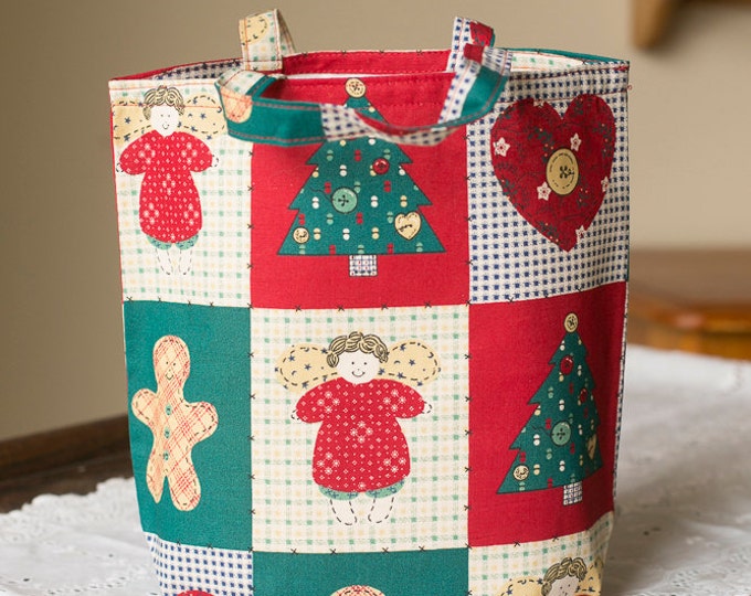 Christmas/holiday Fabric Gift Bag/loot Bag: Handmade, Reusable, Flat ...