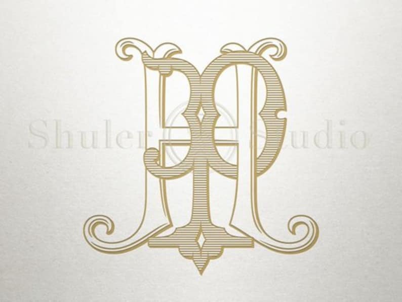 Vintage Digital Monogram - HP PH - Digital Monogram - Handcrafted - Etsy