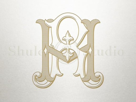 Interlocking Wedding Monogram HR RH Wedding Monogram | Etsy