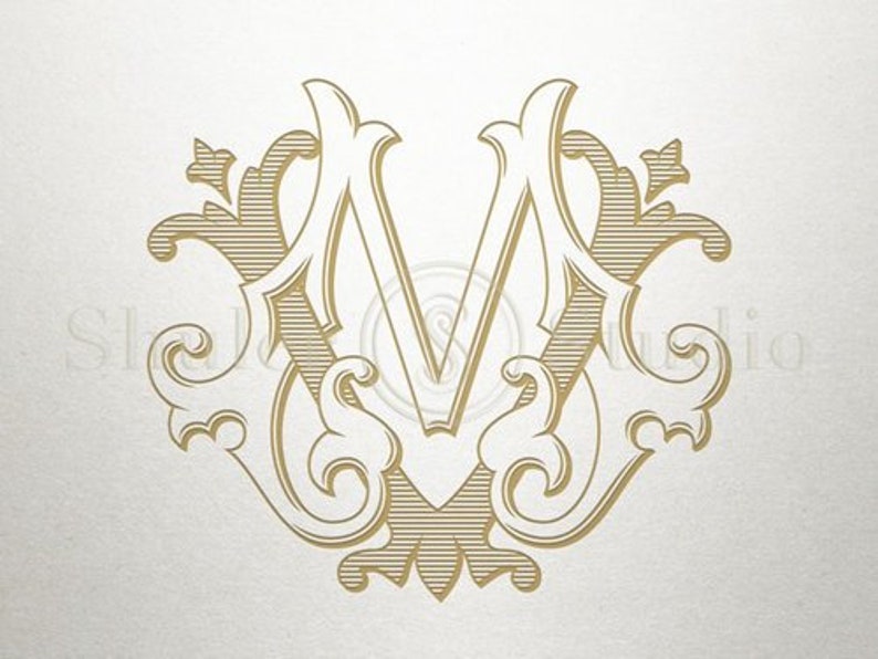 Custom Vintage Monogram - MV VM - Vintage Monogram - Digital - Etsy