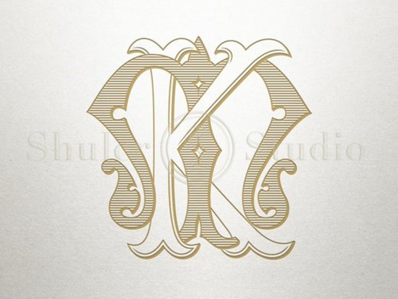 Digital Wedding Monogram - KM MK - Wedding Monogram - Vintage - Etsy