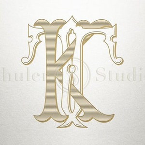 Interlocking Monogram Design KT TK Interlocking Monogram | Etsy