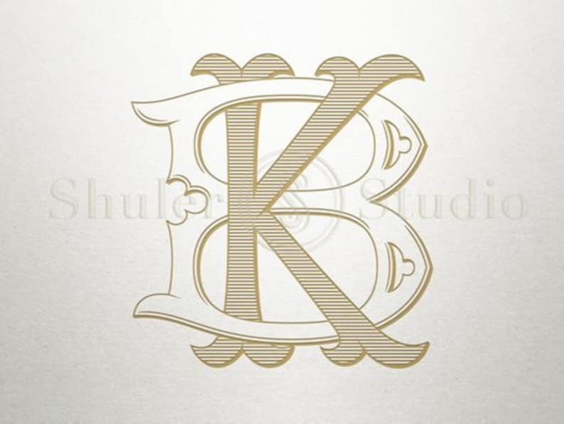 Custom Wedding Monogram - BK KB - Wedding Monogram - Vintage - Etsy