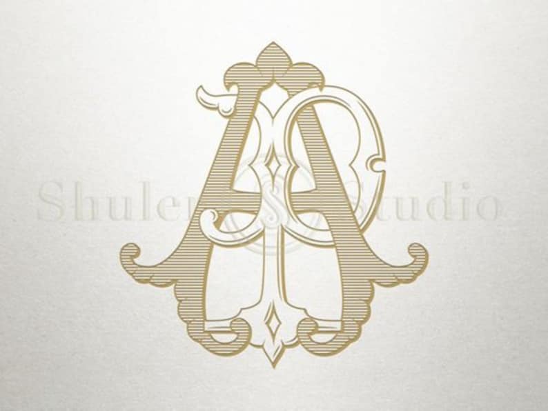 Wedding Monogram - AP PA - Interlocking Monogram - Digital - Etsy