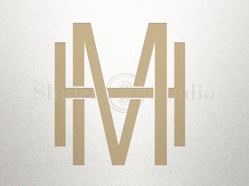 Interlocking Letter Logo - HM MH - Interlocking Letter - Digital - Etsy