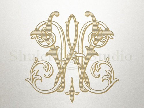 Digital Printable Monogram - HW WH - Printable Monogram - Interlocking ...