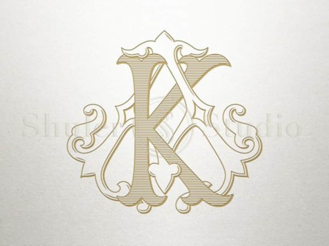 Vintage Digital Monogram - AK KA - Digital Monogram - Handcrafted - Etsy