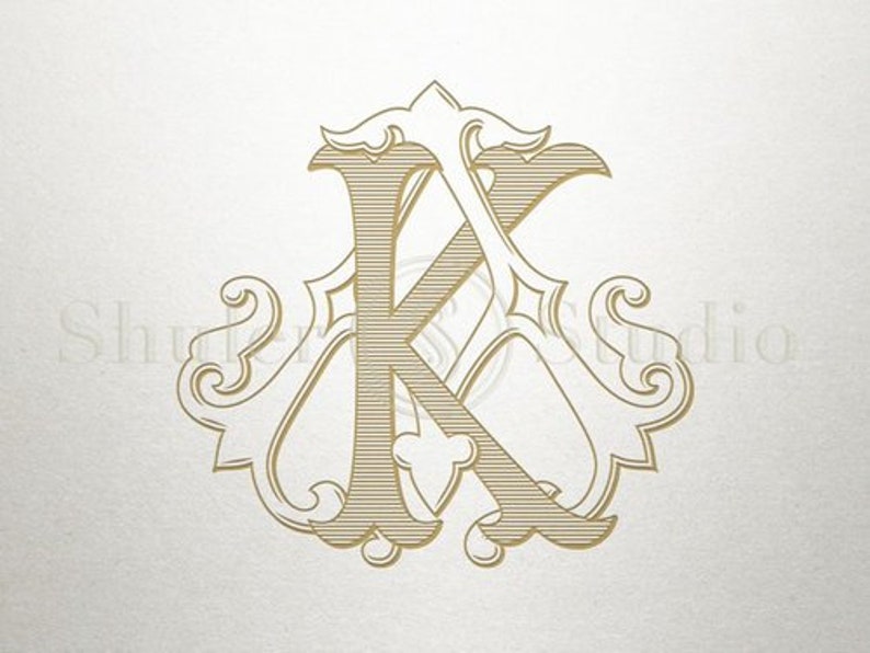 Vintage Digital Monogram - AK KA - Digital Monogram - Handcrafted - Etsy