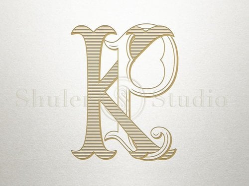 Antique Monogram Alphabet - KP PK - Antique Monogram - Digital - Etsy