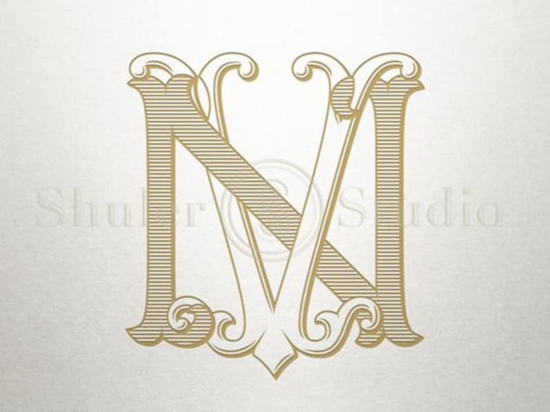 Interlocking Font Design - NV VN - Interlocking Font - Vintage - Etsy