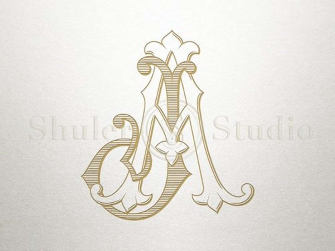 Wedding Monogram Logo - AJ JA - Monogram Logo - Digital - Etsy
