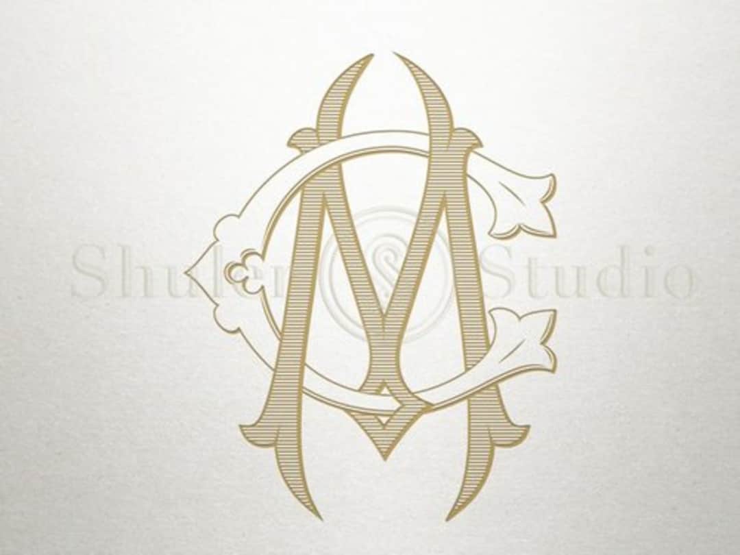 Vintage Digital Monogram - CM MC - Digital Monogram - Interlocking - Etsy