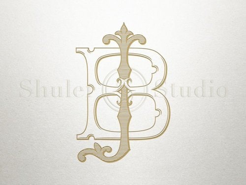 Custom Vintage Monogram - BJ JB - Vintage Monogram - Digital - Etsy