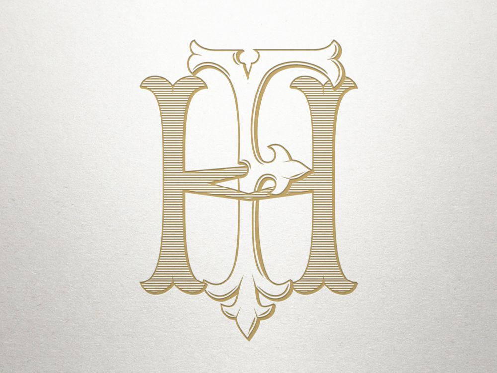 Custom Vintage Monogram FH HF Vintage Monogram Digital | Etsy