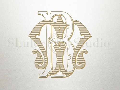 Wedding Monogram Design - BM MB - Wedding Monogram - Vintage - Etsy