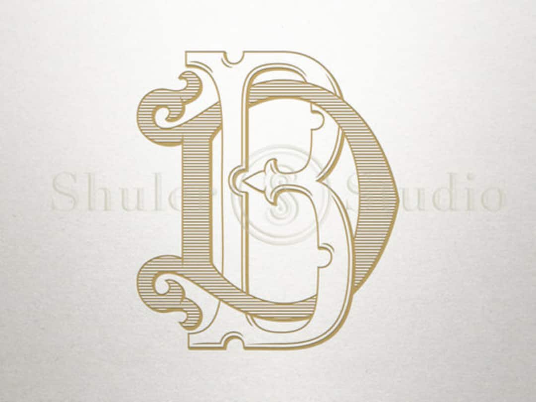 Custom Vintage Monogram - BD DB - Vintage Monogram - Digital - Etsy
