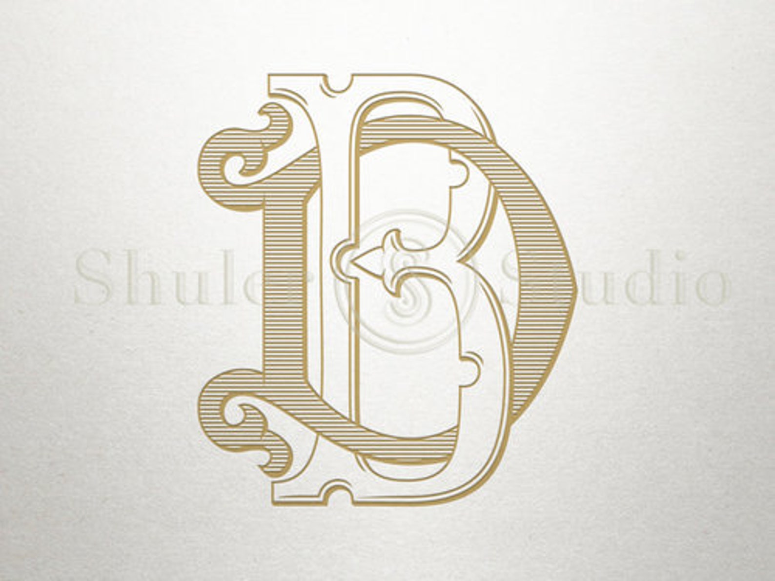 Custom Vintage Monogram BD DB Vintage Monogram Digital - Etsy