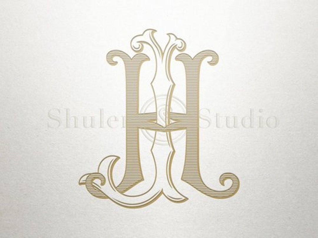 Vintage Digital Monogram - HJ JH - Digital Monogram - Handcrafted - Etsy