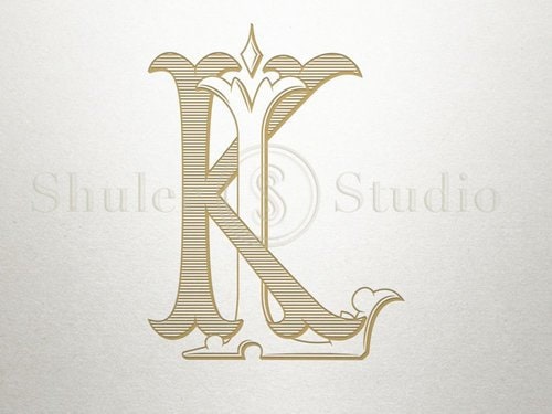 Interlocking Monogram Design - KL LK - Monogram Design - Vintage - Etsy