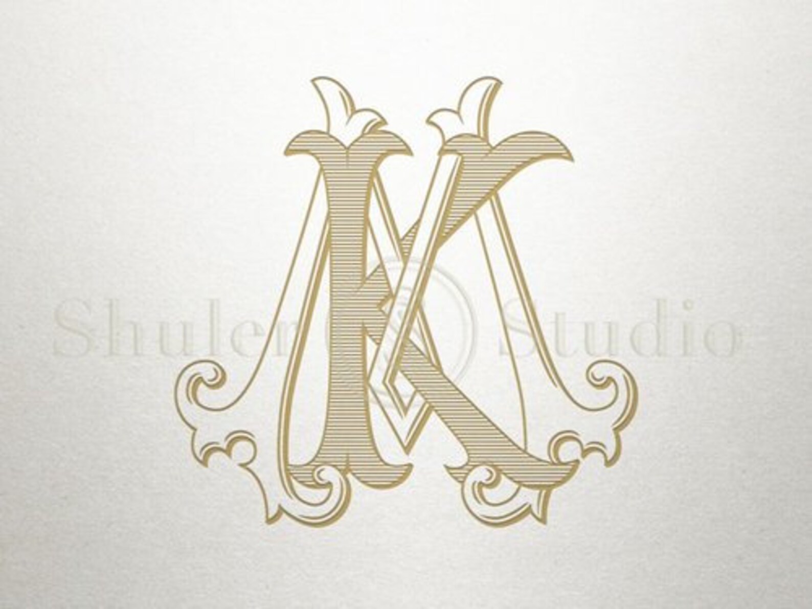 Vintage Digital Monogram - KM MK - Digital Monogram - Interlocking - Etsy