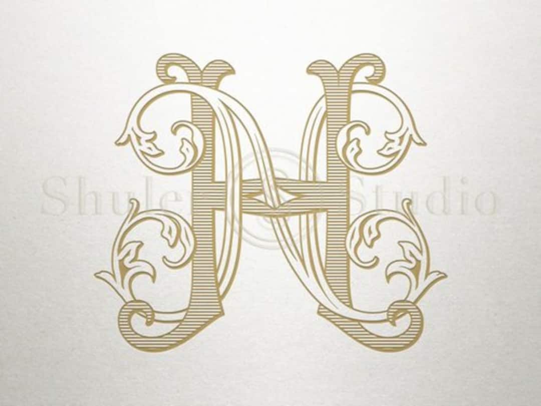 Custom Bridal Monogram - HN NH- Bridal Monogram - Vintage - Etsy