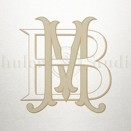 Custom Monogram BM MB Interlocking Monogram Digital | Etsy