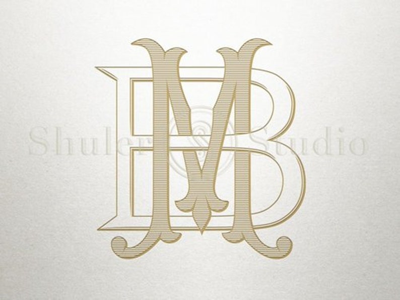 Custom Monogram - BM MB - Interlocking Monogram- Digital - Etsy