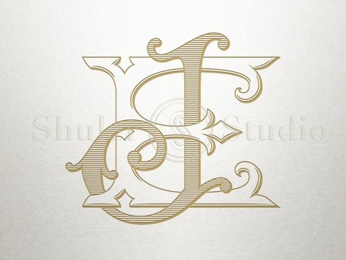 Digital Wedding Monogram - EJ JE - Monogram Logo - Vintage - Etsy