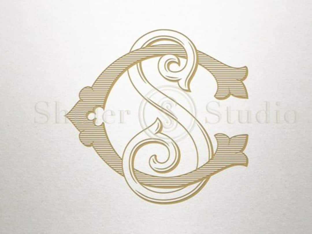 Vintage Digital Monogram - CS SC - Digital Monogram - Handcrafted - Etsy