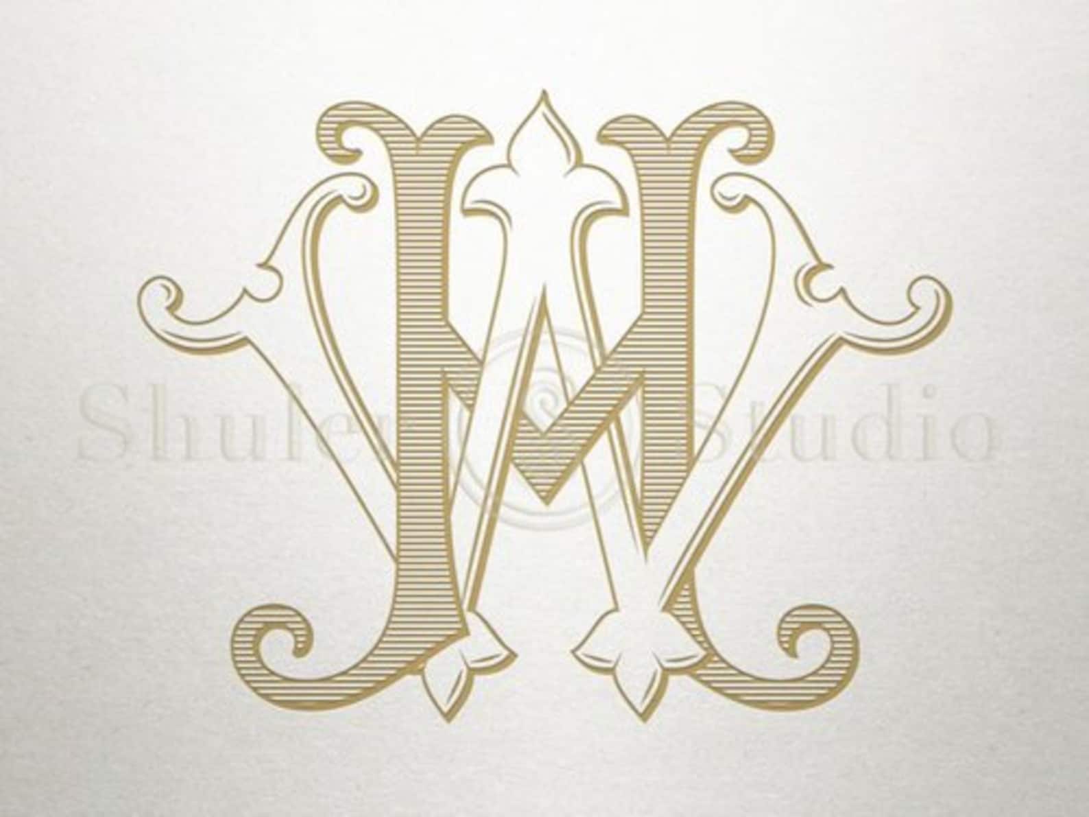 Interlocking Wedding Monogram - HW WH Monogram - Interlocking Wedding ...