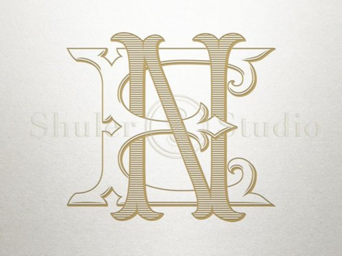 Custom Vintage Initials EN NE Vintage Initials Digital - Etsy