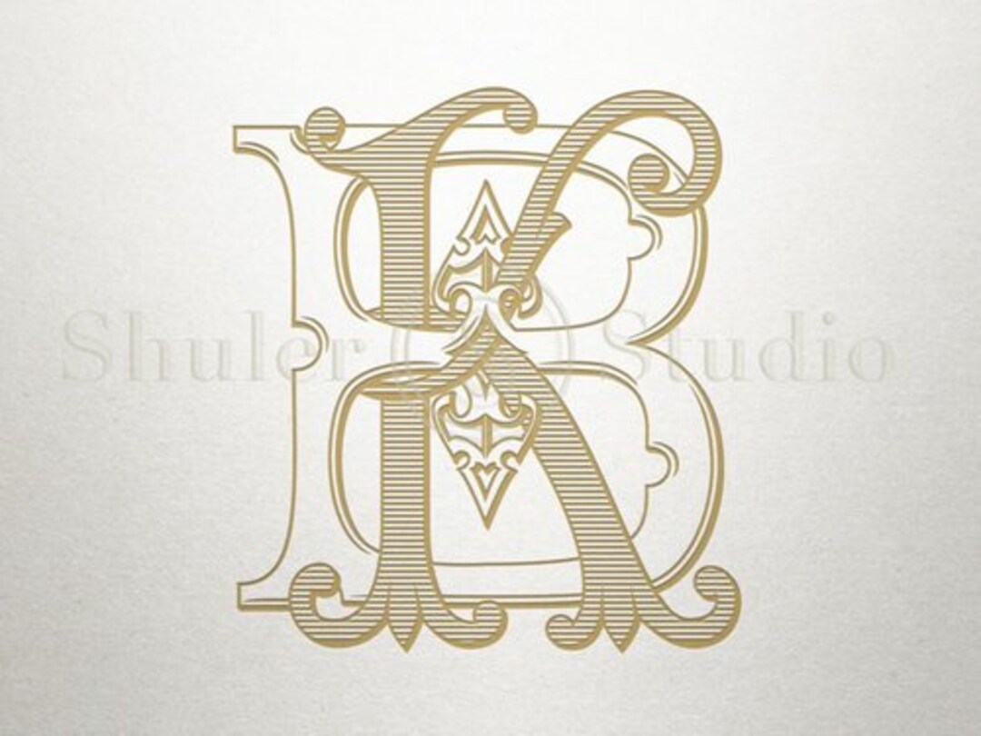Wedding Monogram Design - BK KB - Interlocking Monogram - Etsy